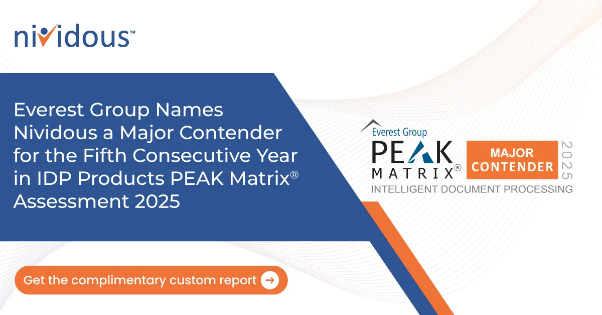 Everest Group Names Nividous a Major Contender in IDP Products PEAK Matrix® Assessment 2025